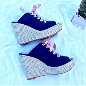 clee | Shoes | Clee Open Toe Espadrille Mule Lace Up Wedges Sz 7 | Poshmark